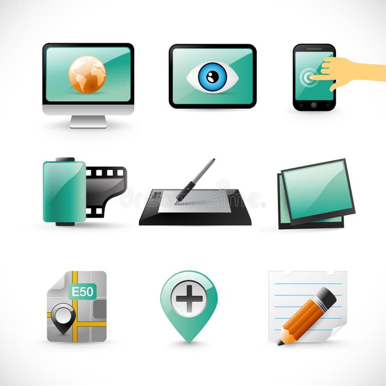 New Emerald Icons Collection Stock Vector - Illustration of computer ...