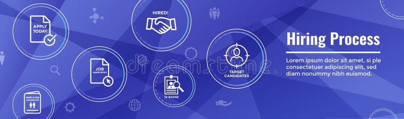 New Employee Hiring Process Icon Set and Web Header Banner Stock Vector ...