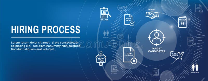 New Employee Hiring Process Icon Set and Web Header Banner Stock Vector ...