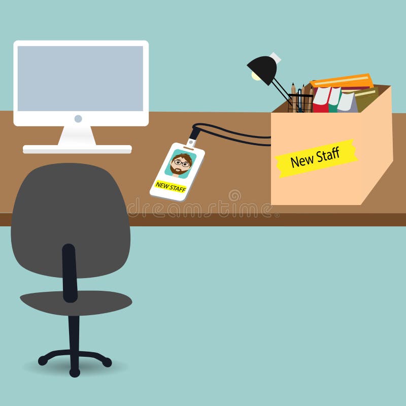 New Employee in the Office for New Job Stock Vector - Illustration of ...