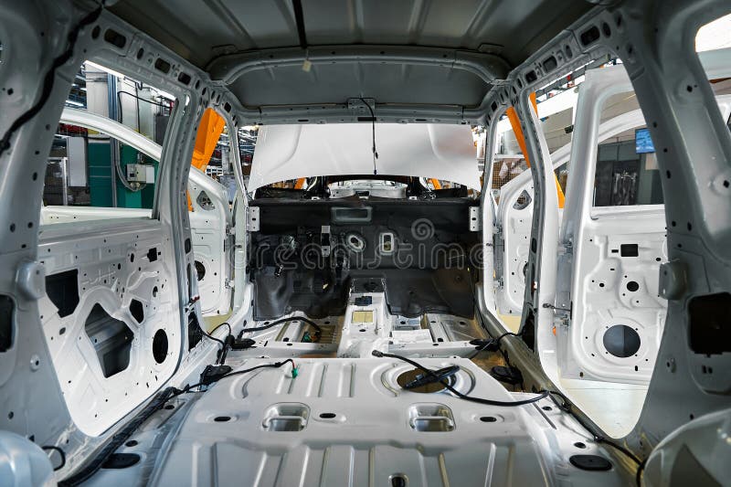 New Empty Automobile Body in Facrory Assembling Workshop Stock Image ...