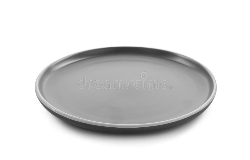 New Empty Dark Plate Isolated on White Stock Image - Image of ...