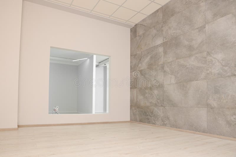 New Empty Office Room with Color Walls. Opening for Fake Window Stock ...