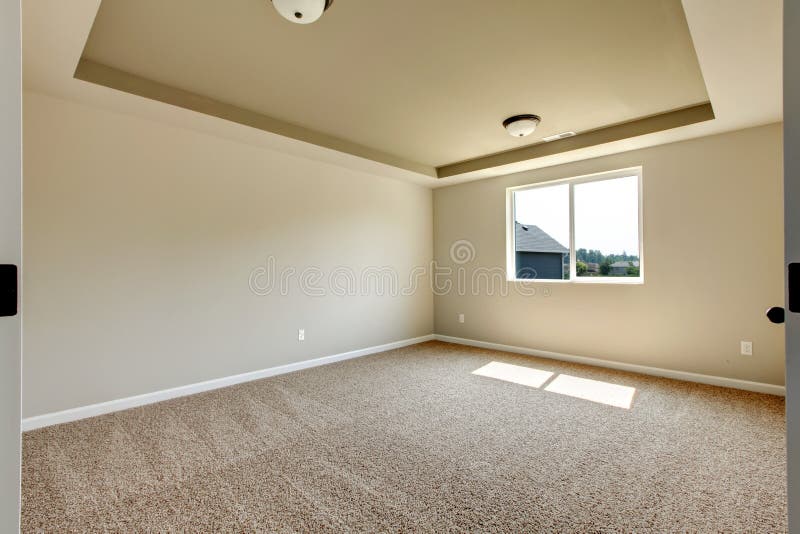 New Empty Room with Beige Carpet. Stock Photo - Image of remodeled ...