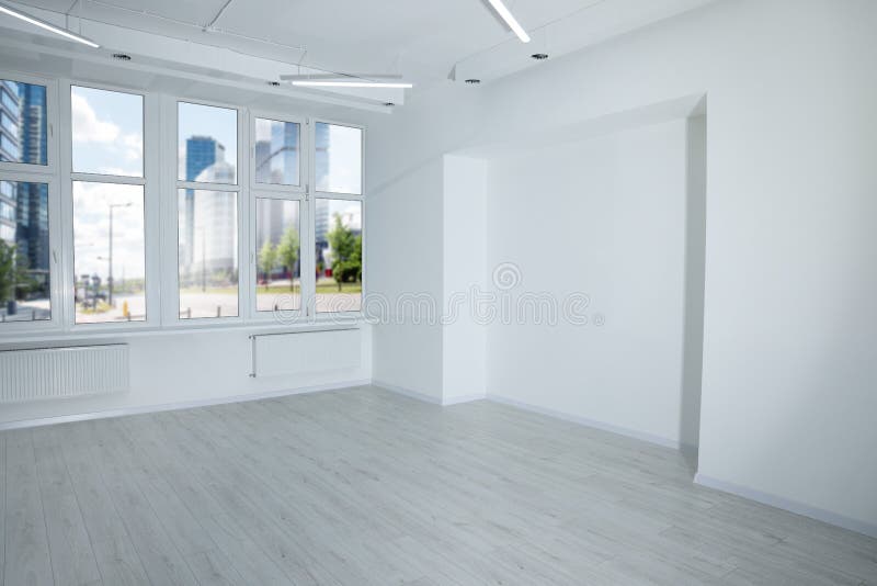 New Empty Room with Clean Windows and Wall Niche Stock Photo - Image of ...