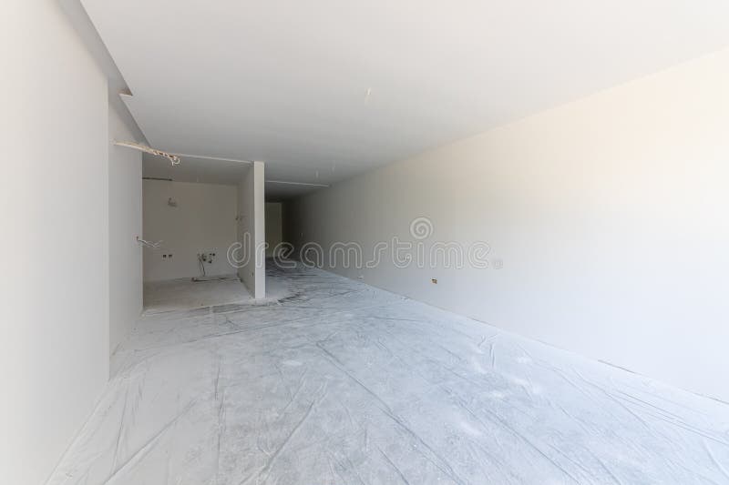 New Empty Room Under Construction. Plaster Walls. New Home. Interior ...