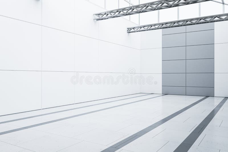 New White Garage Interior. Warehouse Concept. 3D Rendering Stock ...