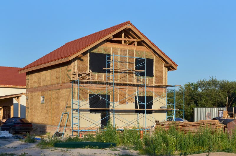 New Energy Efficient Straw House Under Construction. Stock Photo ...