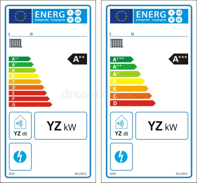 New Energy Rating Graph Label Stock Vector - Illustration of heaters ...