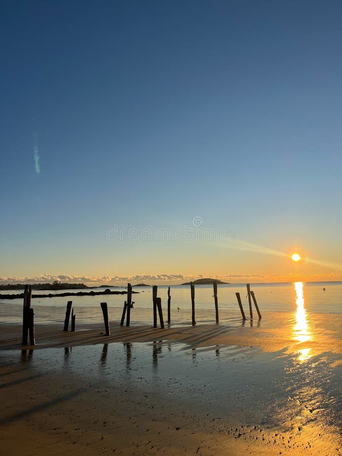New England Beach Sunrise on Winter Morning Stock Photo - Image of ...