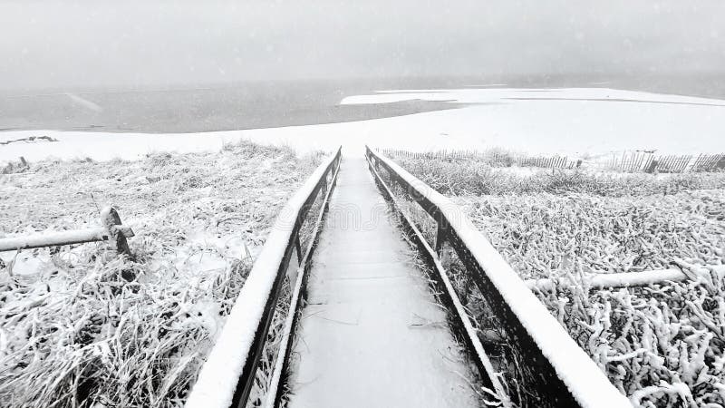 Snow Storm at Chatham, Cape Cod Lighthouse Beach Stock Image - Image of ...