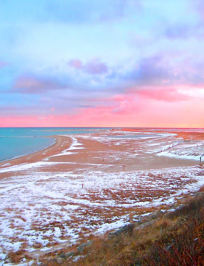 Snow Storm at Chatham, Cape Cod Lighthouse Beach Stock Image - Image of ...