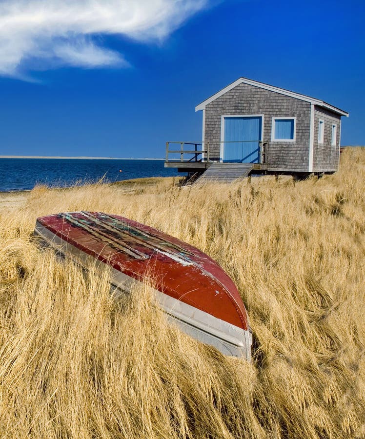New England Boathouse at Chatham, Cape Cod Stock Photo - Image of ...