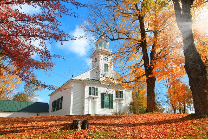 New England Traditional Church And Fall Foliage Stock Photo - Image of ...