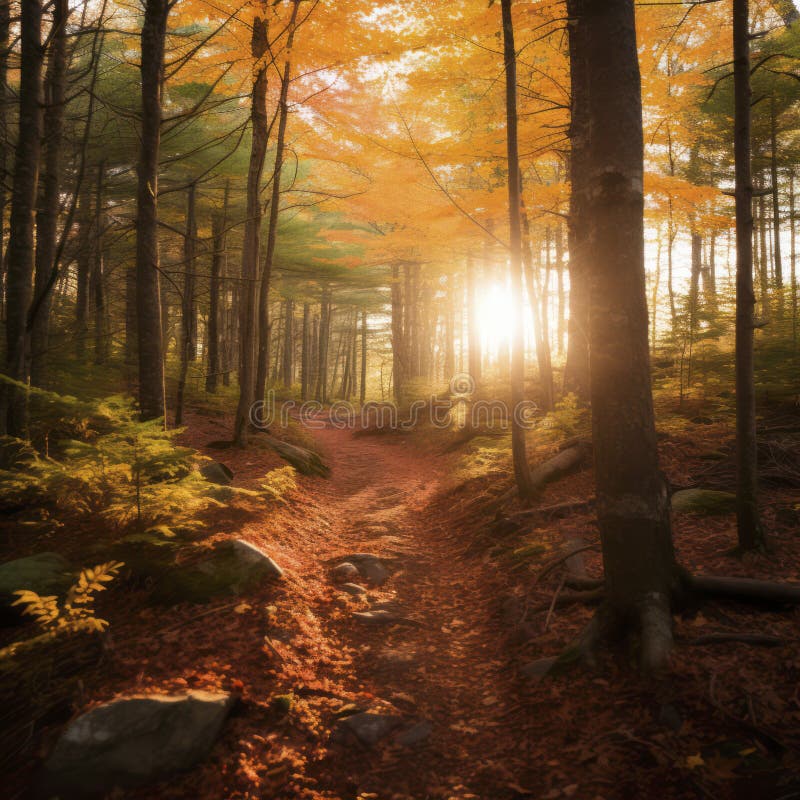 New England Forest Fall Colors Stock Photo - Image of footpath ...