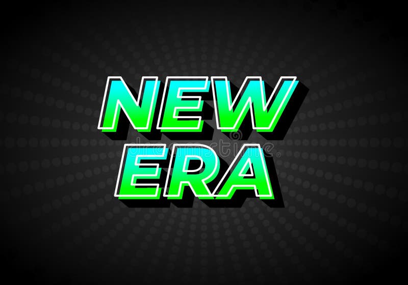 New Era. Text Effect in Gradient Green Blue Color, 3D Look. Dark ...