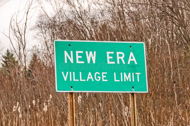 New Era Village Limit Sign stock image. Image of border - 151742065