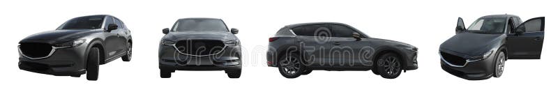 New Expensive Black Car Isolated on White, Collage. Banner Design Stock ...