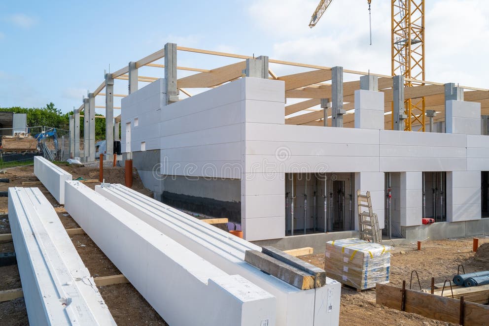 A New Factory Building is Erected on a Construction Site Stock Image ...