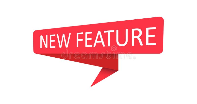 New Feature. a Red Banner, Pointer, Sticker, Label or Speech Bubble for ...