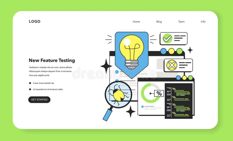 New Feature Testing Web Banner Or Landing Page Software Testing Stock Vector Illustration Of
