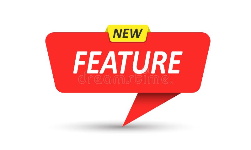 New Feature. Vector Banner, Pointer, Sticker, Label or Speech Bubble ...