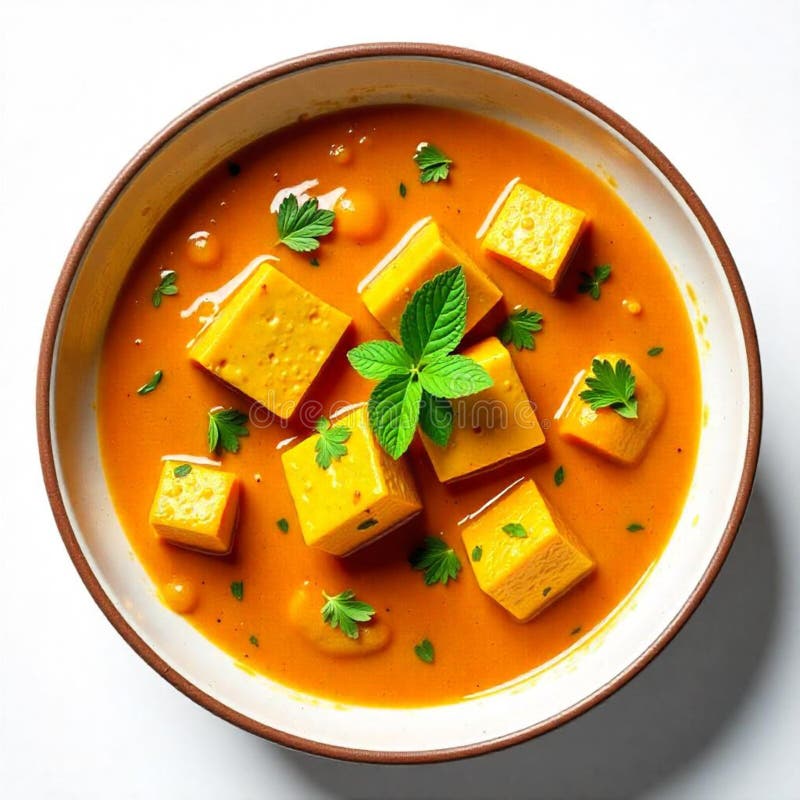 Indian Paneer Butter Masala Curry Dish Top View Isolated on Paneer ...