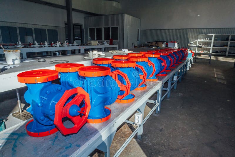 Valves in a Factory Where the Pressure System is Controlled Stock Photo ...