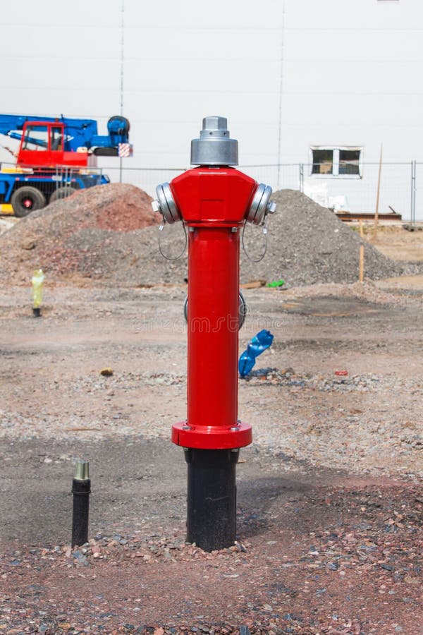 New Fire Hydrant on Building Site. Street Construction. Fire Safety ...