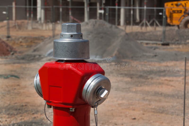 New Fire Hydrant on Building Site. Street Construction. Fire Safety ...