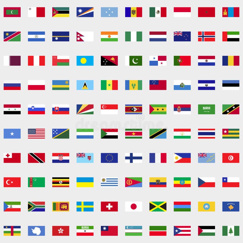 New flags of the world set stock illustration. Illustration of ...