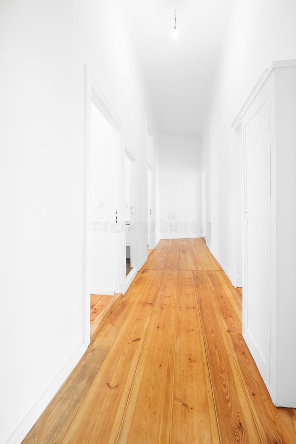 New Flat Corridor, Empty Hallway Woith Wooden Floor Stock Image - Image ...