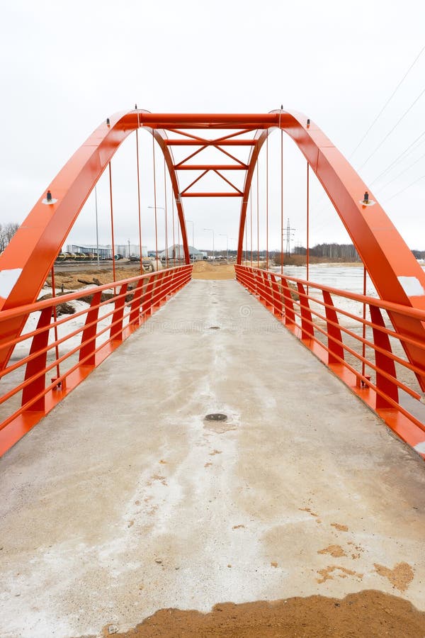 New footbridge stock photo. Image of cloud, support, metal - 24307874