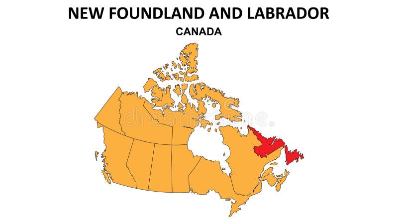 New Foundland and Labrador Map is Highlighted on the Canada Map with ...