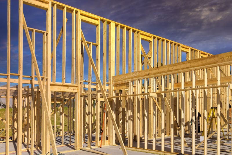 New Stick Built Building View Framing of Beams on New Home Under ...