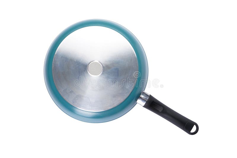 Frying Pan Isolated on White Background, Back View. Top View Stock ...
