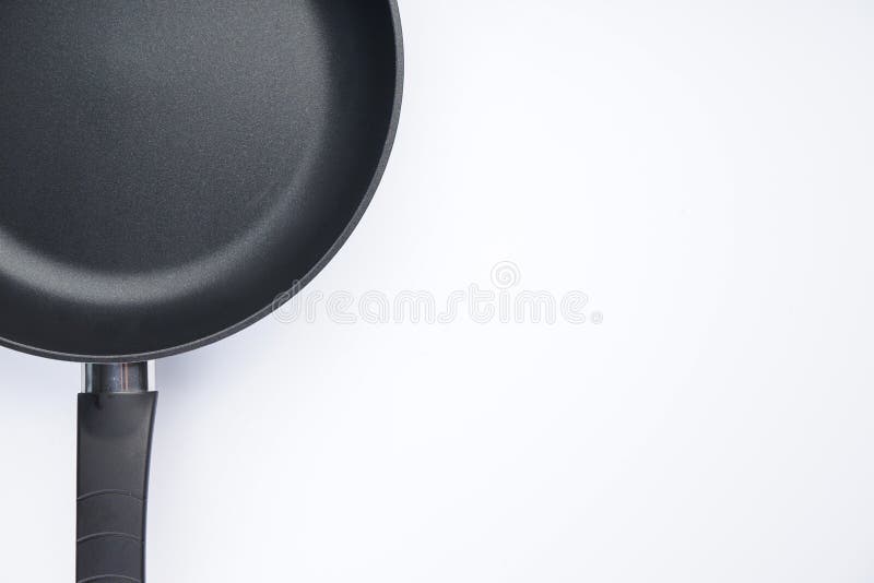 New Frying Pan on White Background, Space for Text. Top View Stock ...