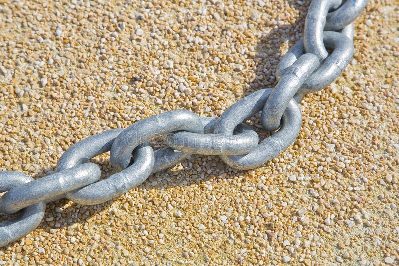 New Galvanized Metal Chain Placed on the Ground Stock Photo - Image of ...