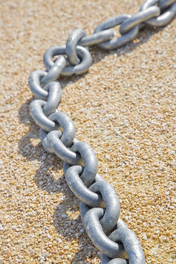 New Galvanized Metal Chain Placed on the Ground Stock Image - Image of ...