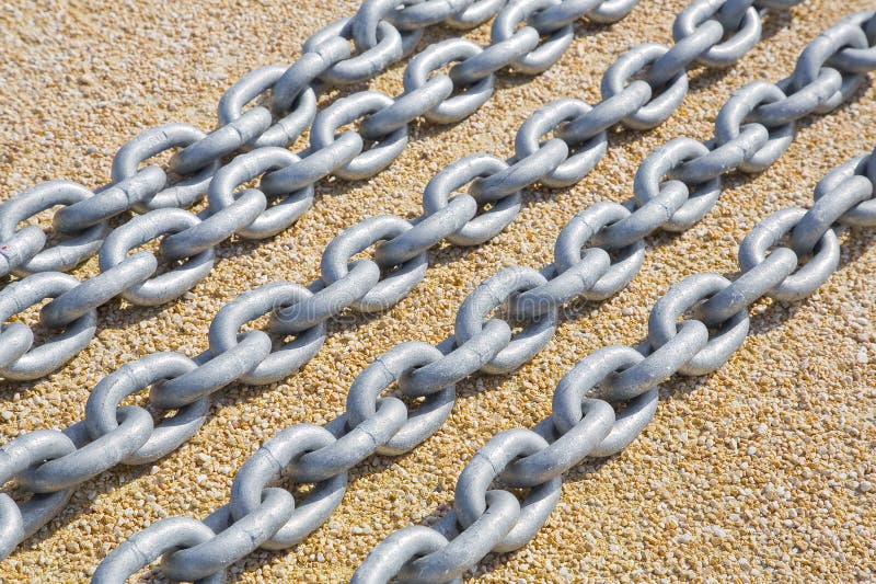 New Galvanized Metal Chain Placed on the Ground Stock Image - Image of ...