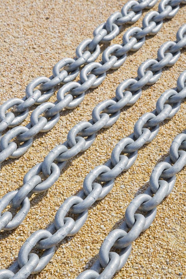 New Galvanized Metal Chain Placed on the Ground Stock Photo - Image of ...