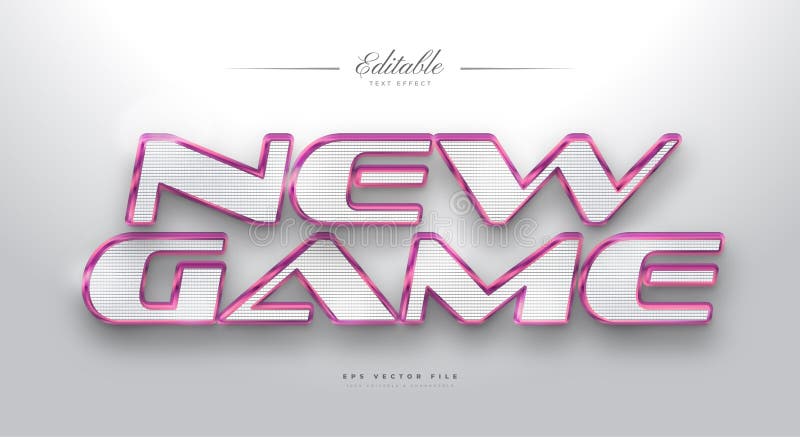 New Game Text Style in White and Pink with Pixel Texture Effect Stock ...