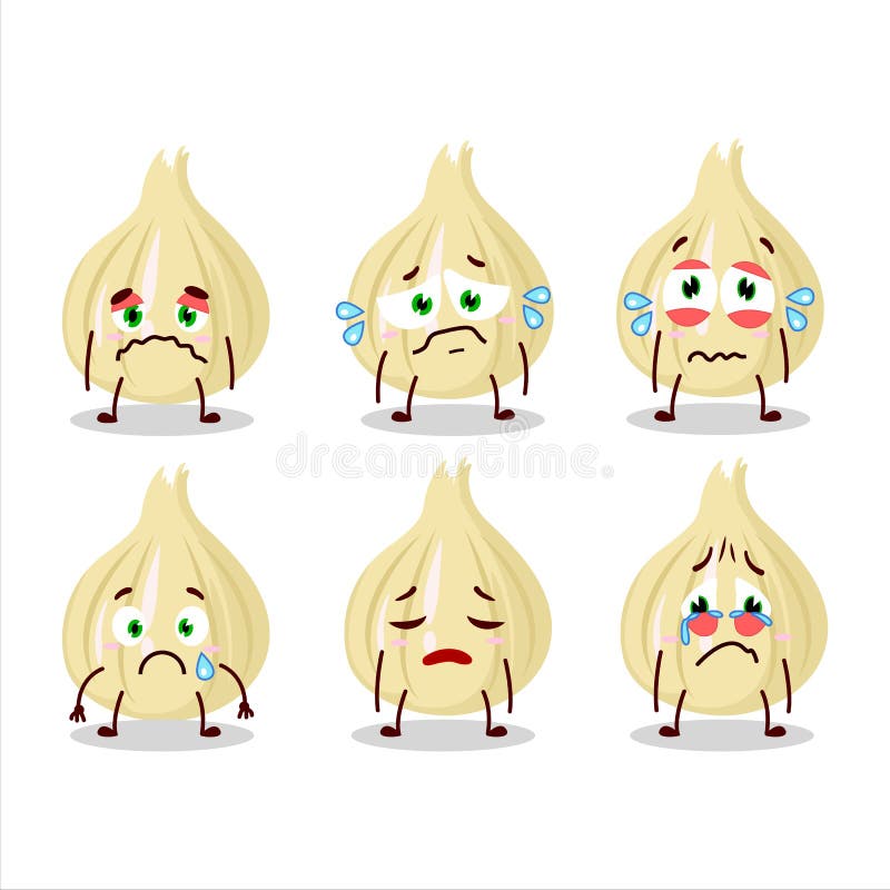 New Garlic Cartoon Character with Sad Expression Stock Vector ...