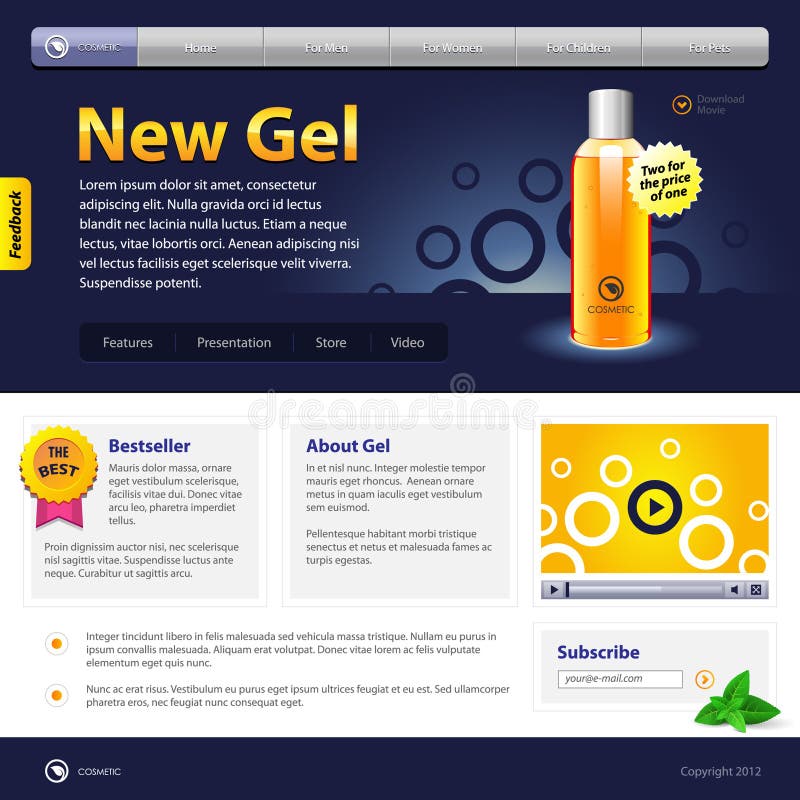 New Gel Website Design Template Stock Vector - Illustration of page ...