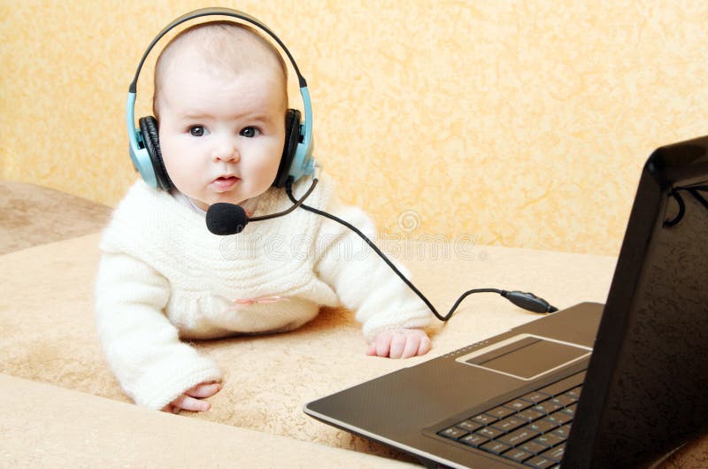 Baby and Technology stock image. Image of screen, expression - 6182185