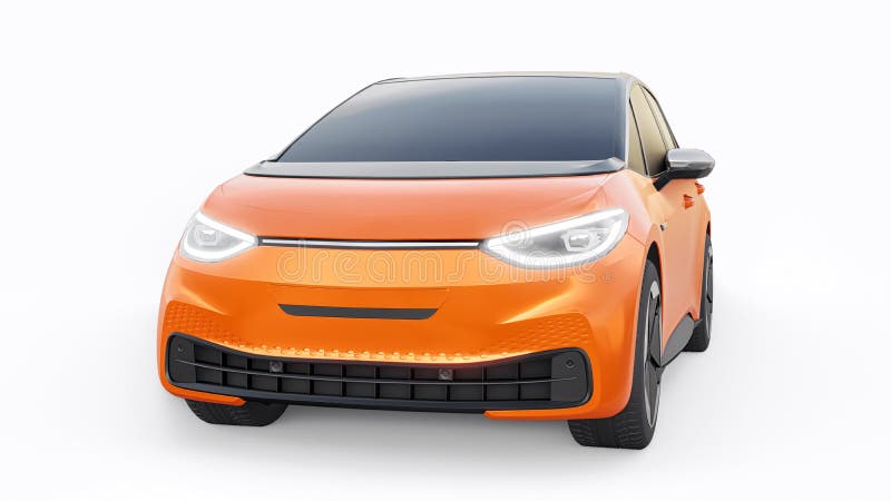 New Generation Orange Electric City Hatchback Car with Extended Range ...