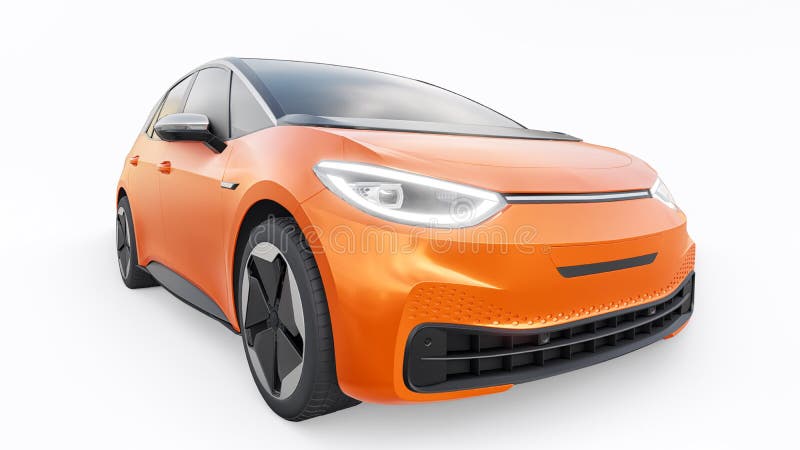 New Generation Orange Electric City Hatchback Car with Extended Range ...