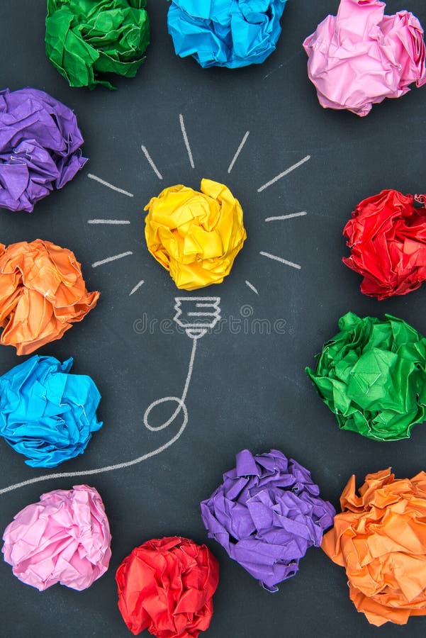 New Good Ideas, Colorful Paper Ball on Blackboard Stock Image - Image ...