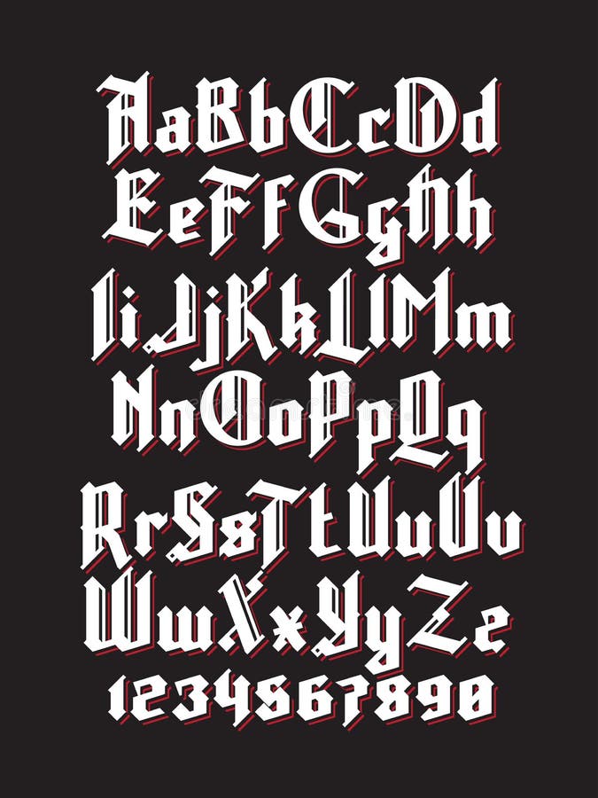 Gothic font alphabet stock illustration. Illustration of letter - 19883636
