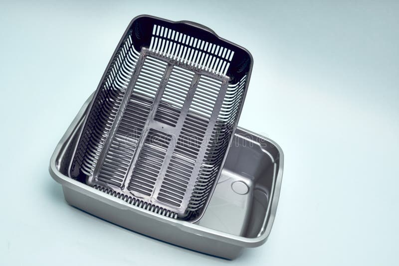 New Gray, Empty Cat Tray. Toilet for the Cat. Stock Image - Image of ...